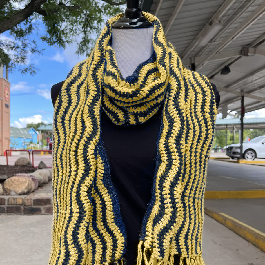 Maize & Blue Waves Scarf Kit (Crochet) – Spun